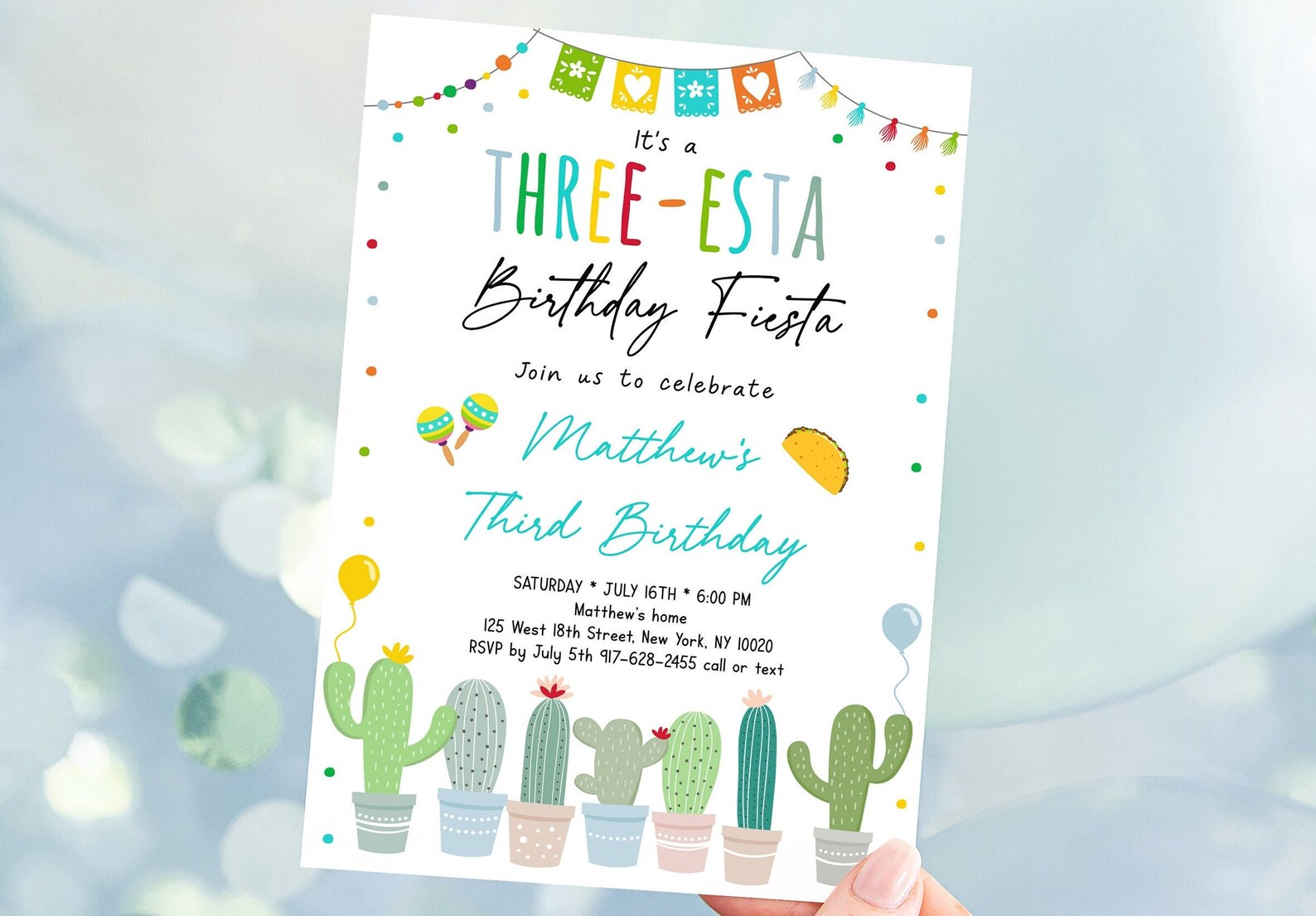Editable Three-esta Fiesta Birthday Invitation Third Birthday - Etsy