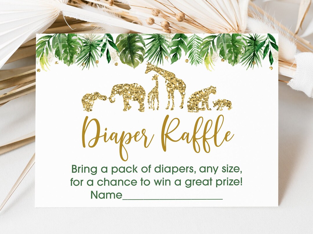 Gold Safari Diaper Raffle Tickets, Safari Baby Shower, Jungle Animal ...