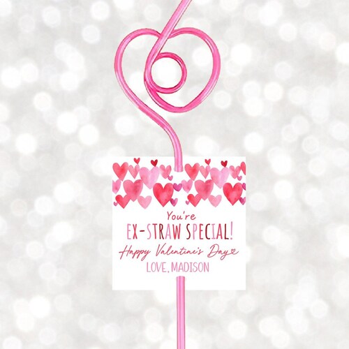 Editable Crazy Straw Tags Valentine Favor Tags Ex-straw - Etsy