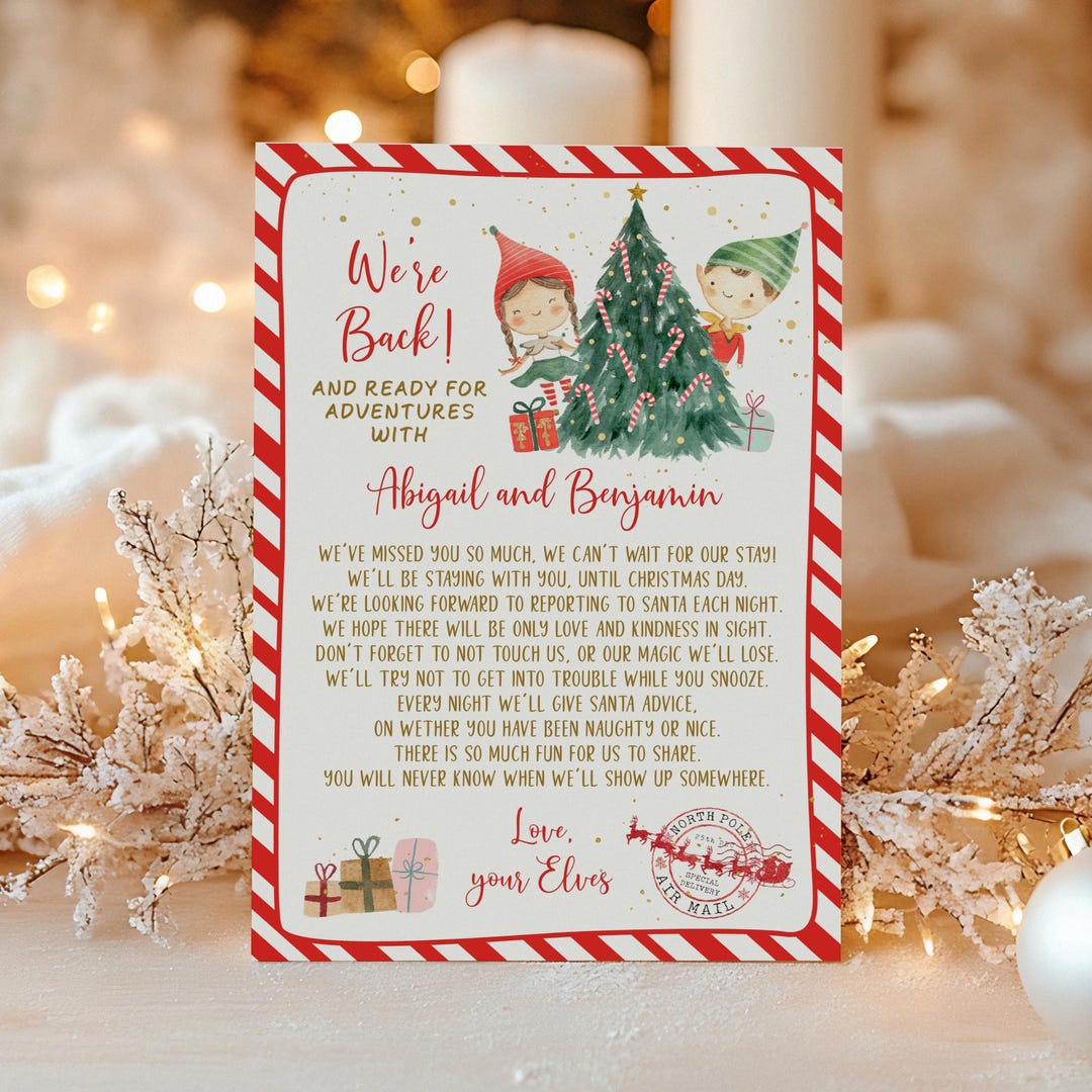 Editable Elf Arrival Letter Elf Return Letter Christmas Elf We're Back ...