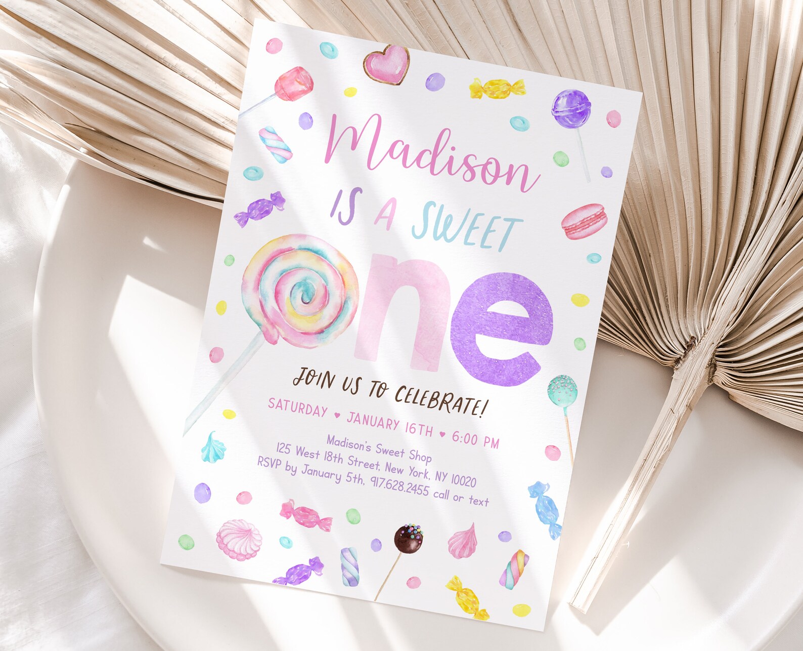 Editable Sweet One Birthday Invitation Sweet One Birthday - Etsy
