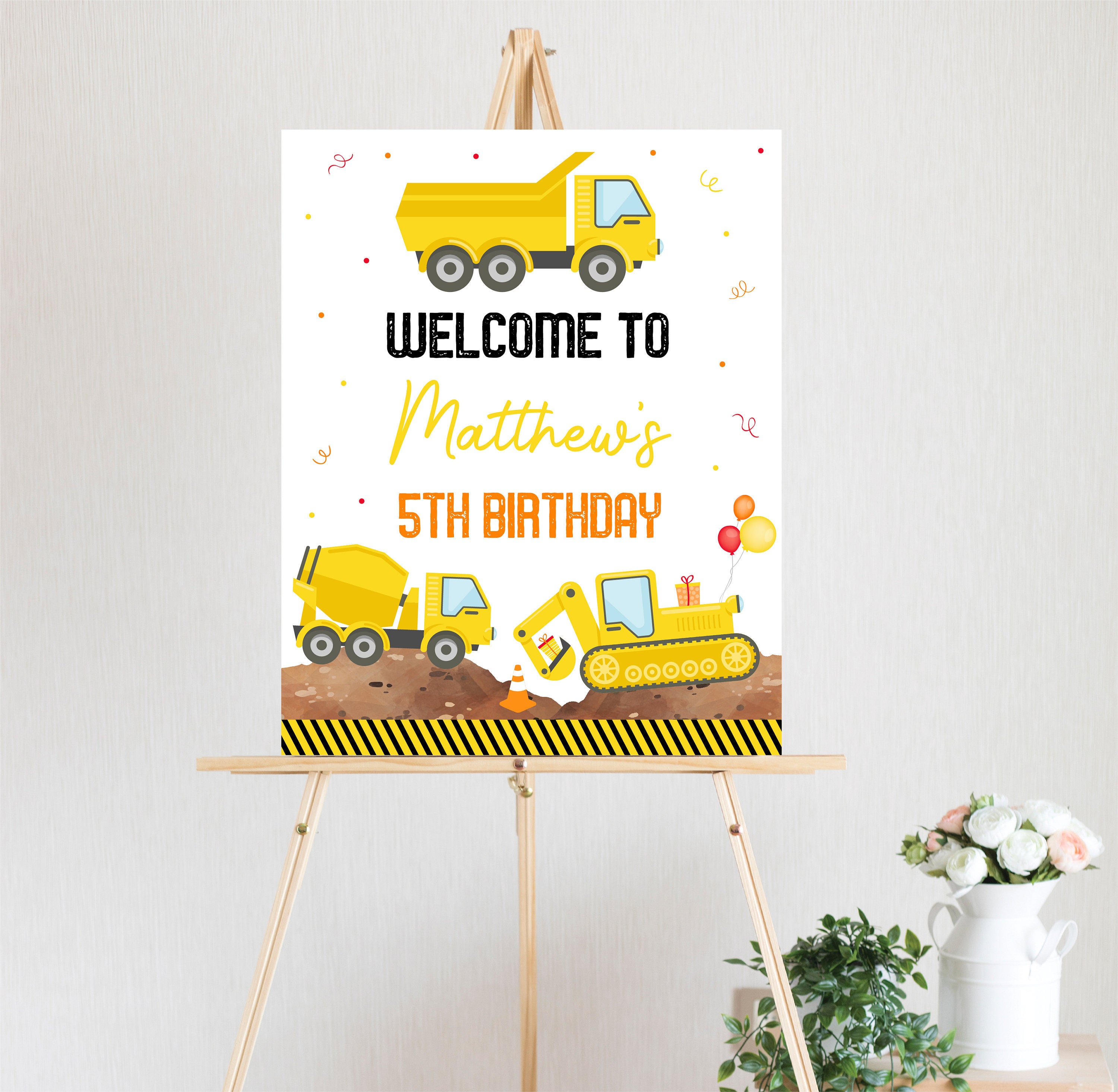 Editable Construction Birthday Welcome Sign Construction | Etsy