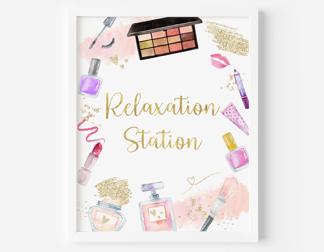 Relaxation Station Party Sign Spa Party Sign Tween Girl Glitz - Etsy
