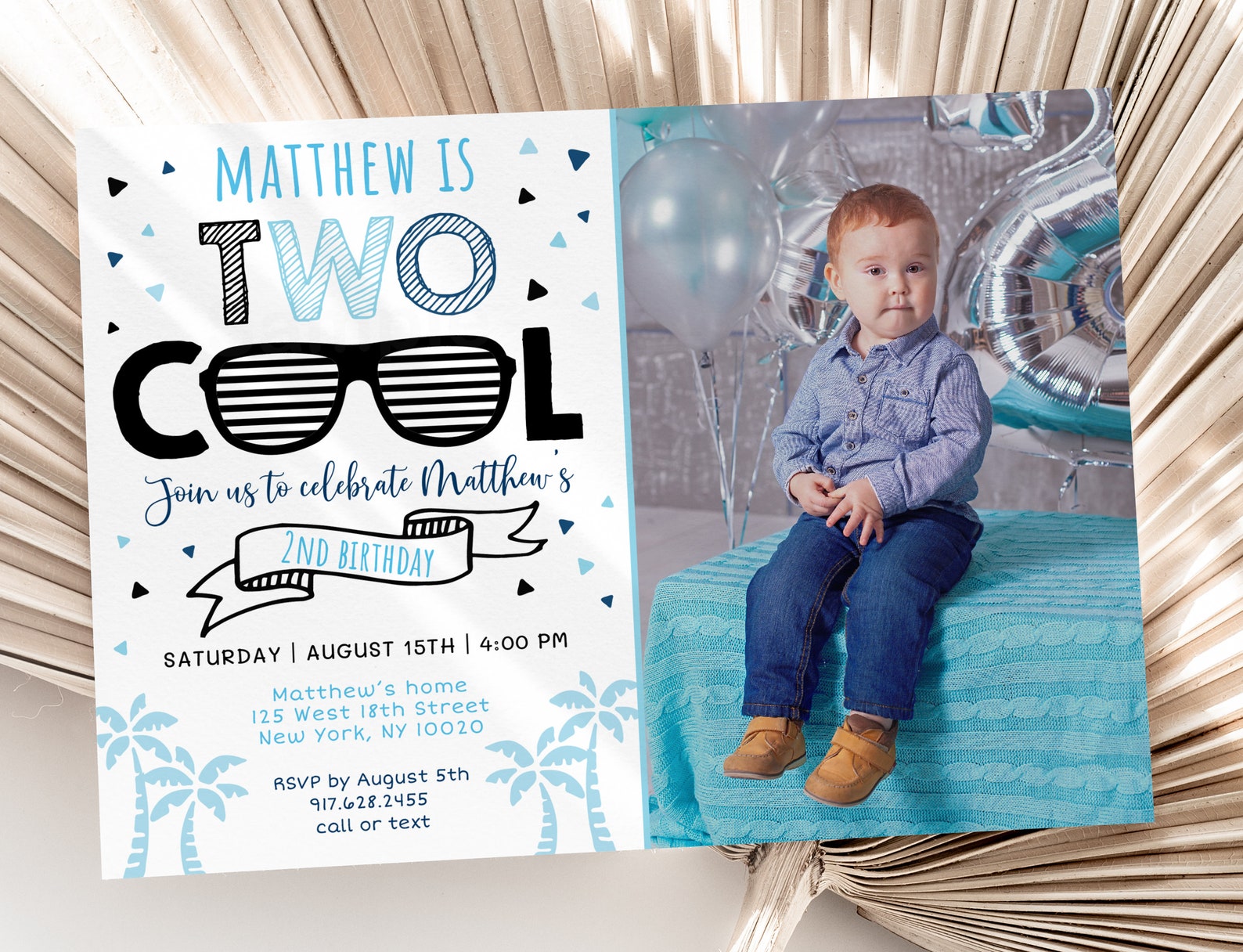 Editable Two Cool Birthday Invitation Two Cool Party - Etsy