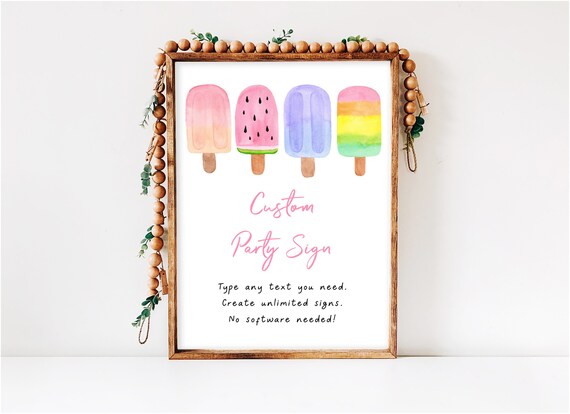 Editable Popsicle Birthday Sign Popsicle Party Pop On Over Chill With ...