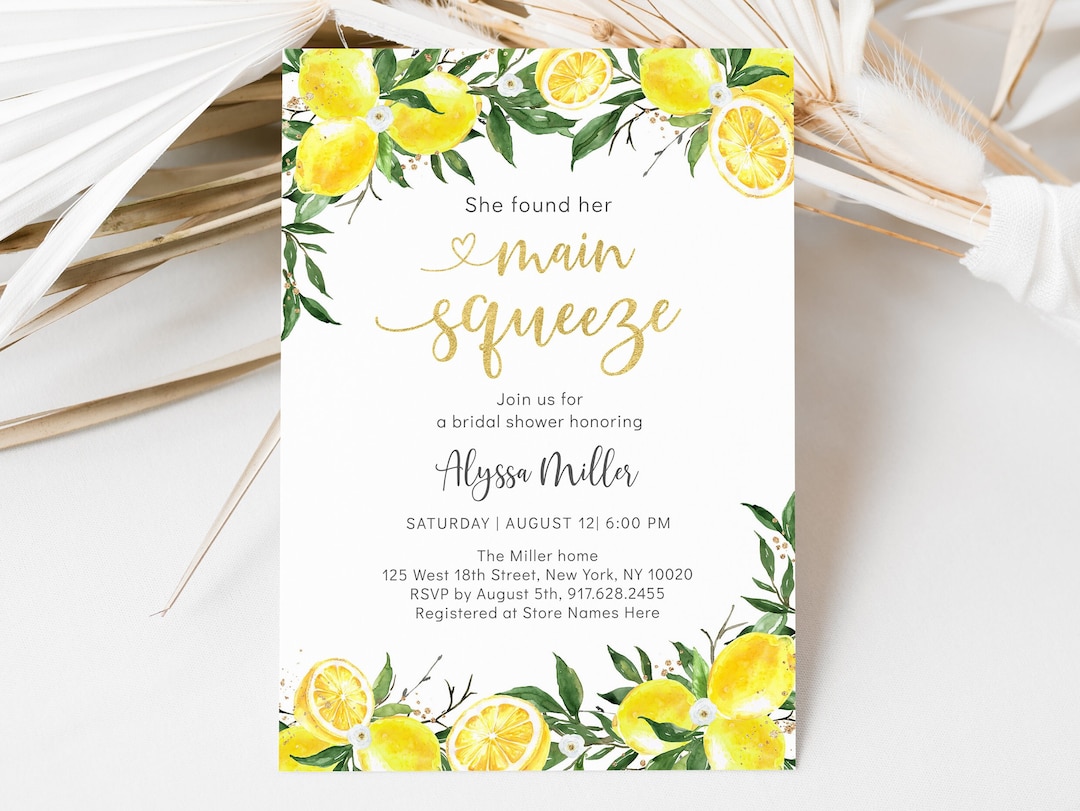 Editable Lemon Bridal Shower Invitation Main Squeeze Bridal Shower ...