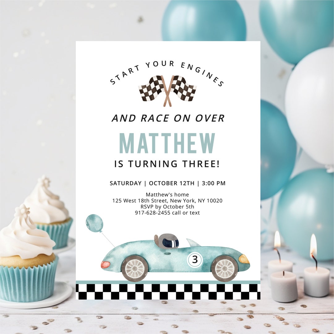Editable Race Car Birthday Invitation Racing Birthday Invite Racing ...