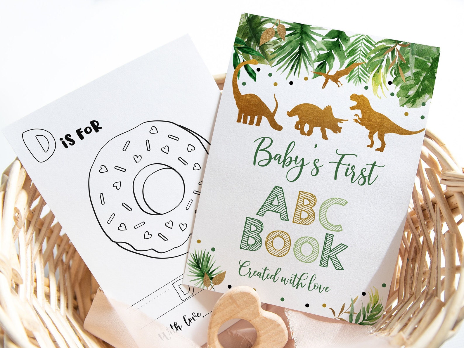 Dinosaur ABC Book Baby Shower Game Dinosaur Alphabet Coloring Book Baby ...