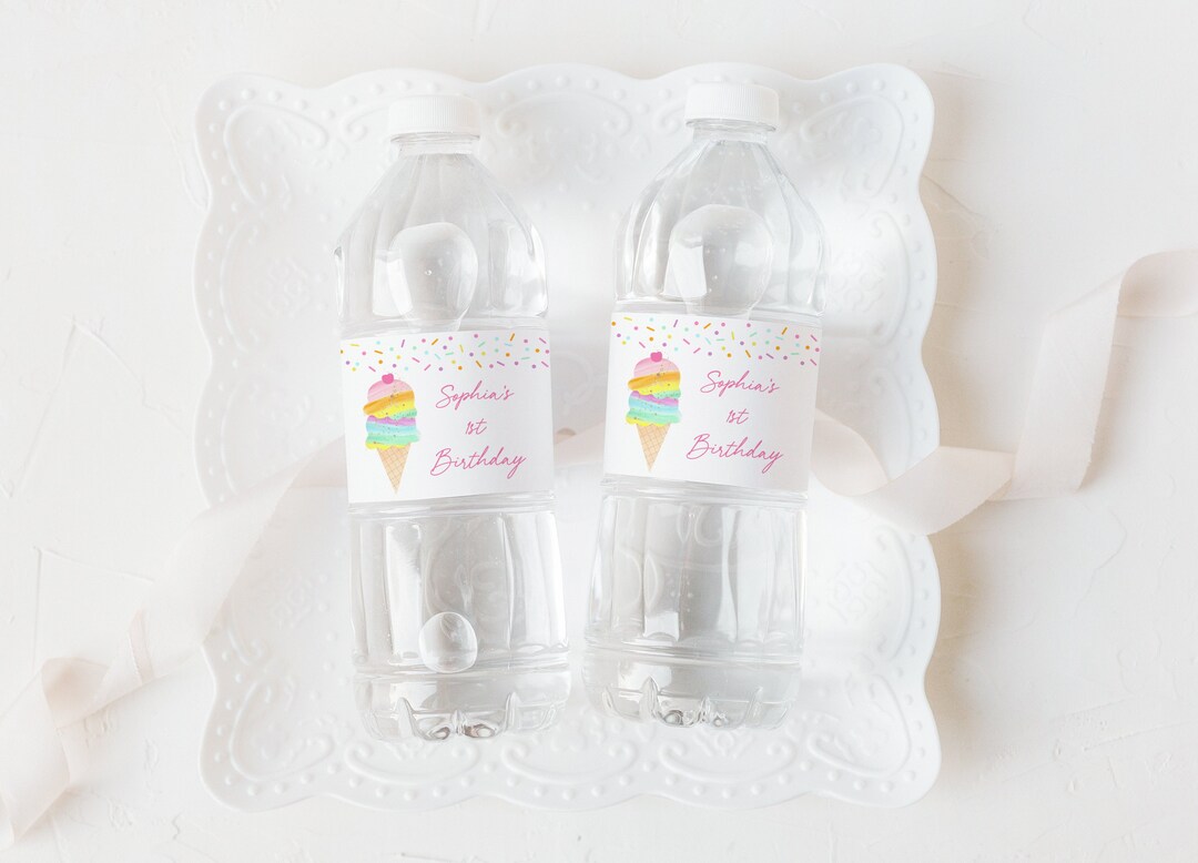 Editable Ice Cream Water Bottle Labels Ice Cream Birthday - Etsy