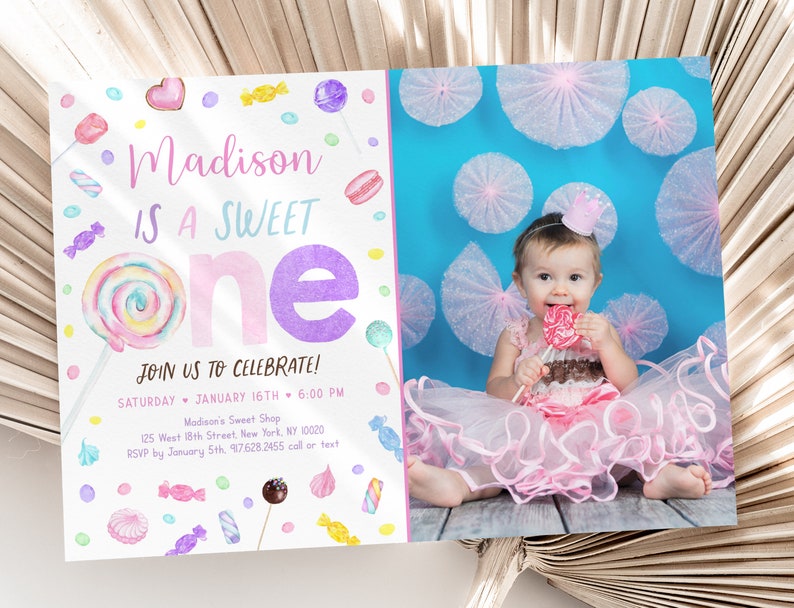 Editable Sweet One Birthday Invitation Sweet One Birthday - Etsy