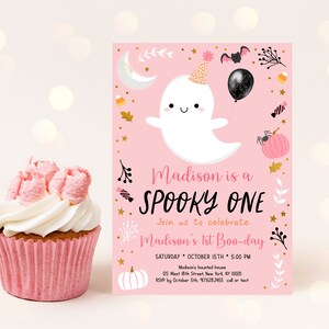 Editable Spooky One Ghost Birthday Invitation Halloween Ghost | Etsy
