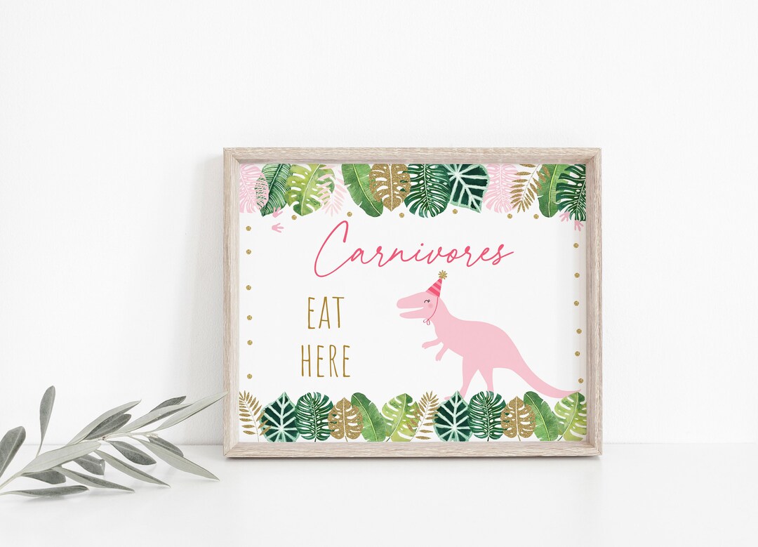 Carnivores Dinosaur Birthday Sign Dinosaur Birthday Pink & - Etsy