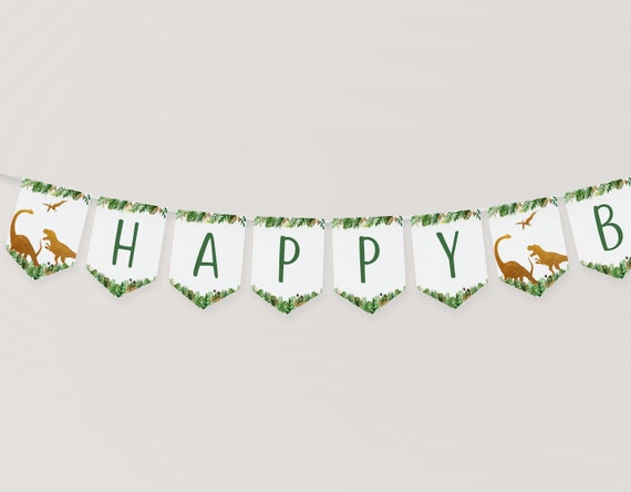Editable Dinosaur Birthday Banner Gold Dinosaur Dinosaur Safari ...