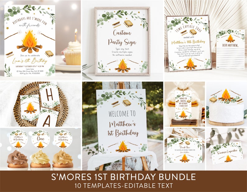 Editable S'mores Birthday Invitation Bundle S'mores - Etsy