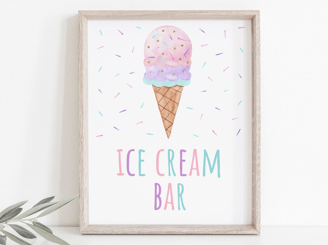 Ice Cream Bar Sign Ice Cream Birthday Girls Ice Cream Party Modern ...