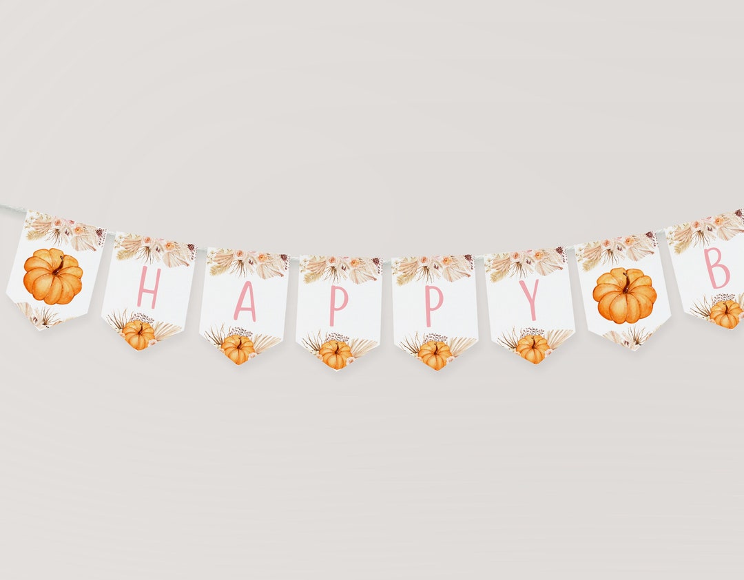 Editable Little Pumpkin Birthday Banner Boho Pumpkin First Birthday ...
