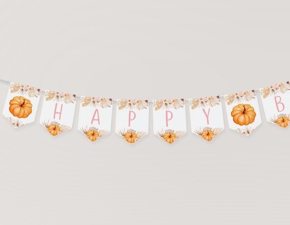 Editable Little Pumpkin Birthday Banner Boho Pumpkin First Birthday ...