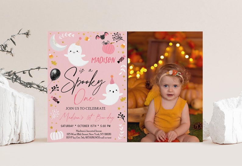Editable Spooky One Ghost Birthday Invitation Halloween Ghost - Etsy