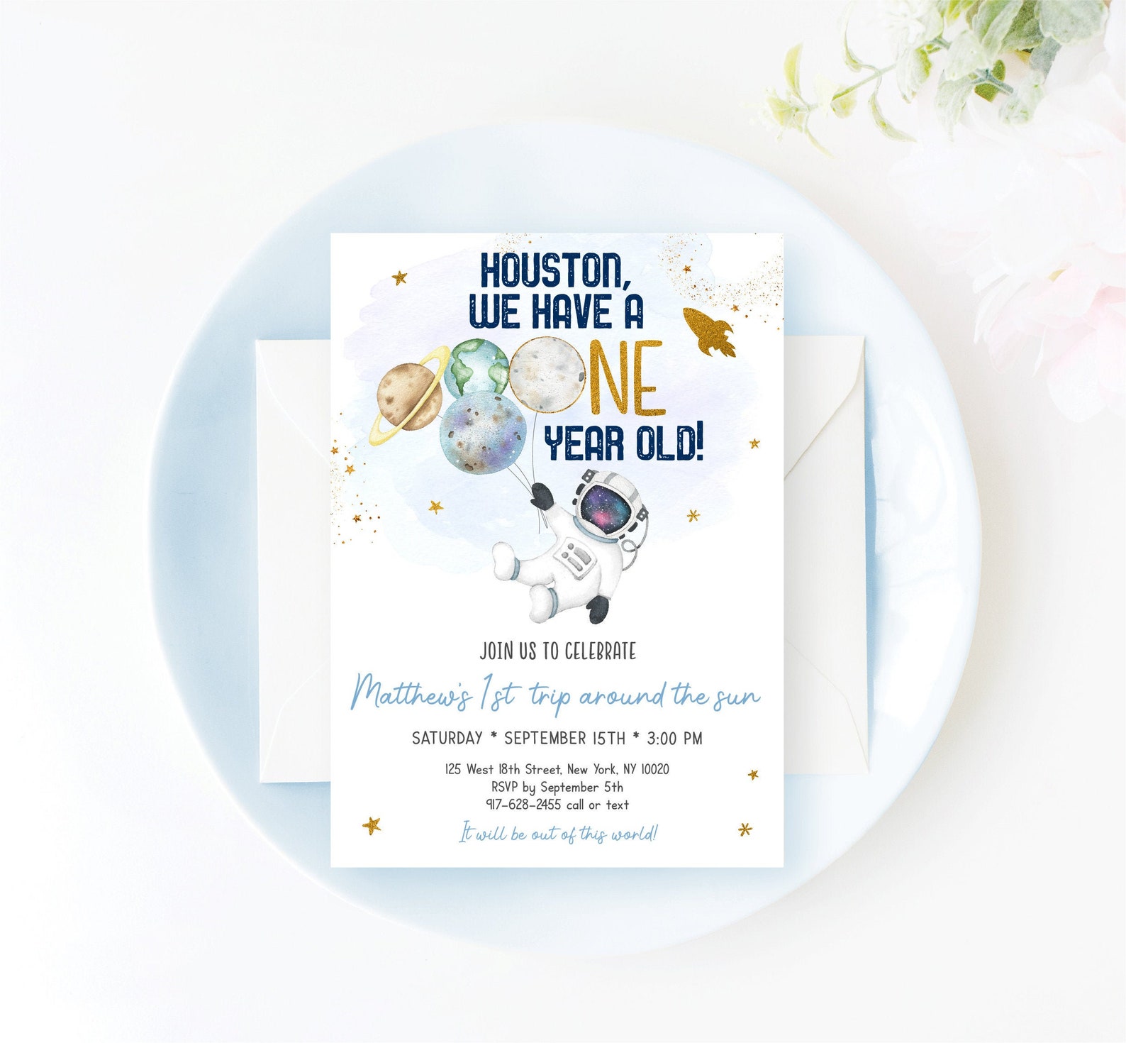 Editable Space Birthday Invitation First Trip Around the Sun - Etsy