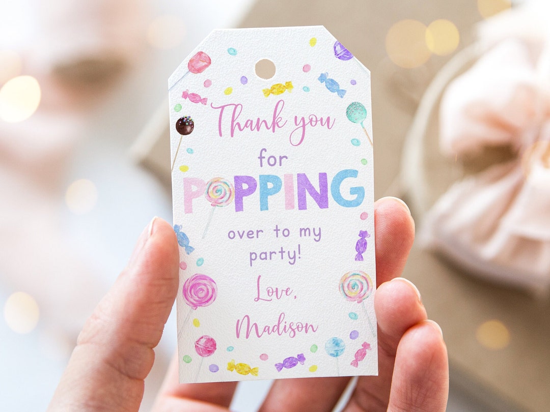 Editable Lollipop Birthday Favor Tag Thank You Tag Sweet Shop Birthday ...