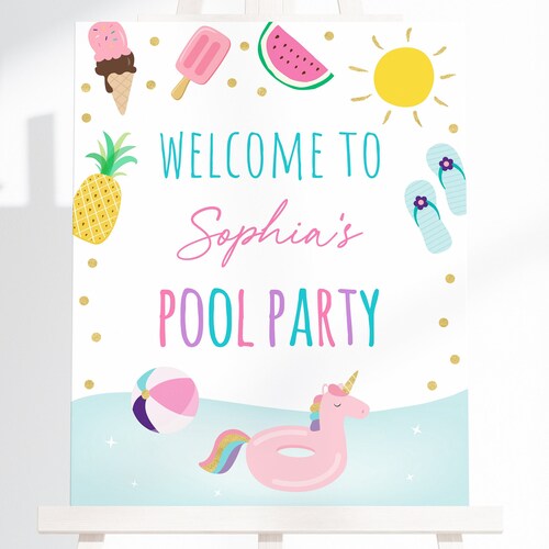 Editable Pool Party Welcome Sign Summer Party Printable Splish - Etsy