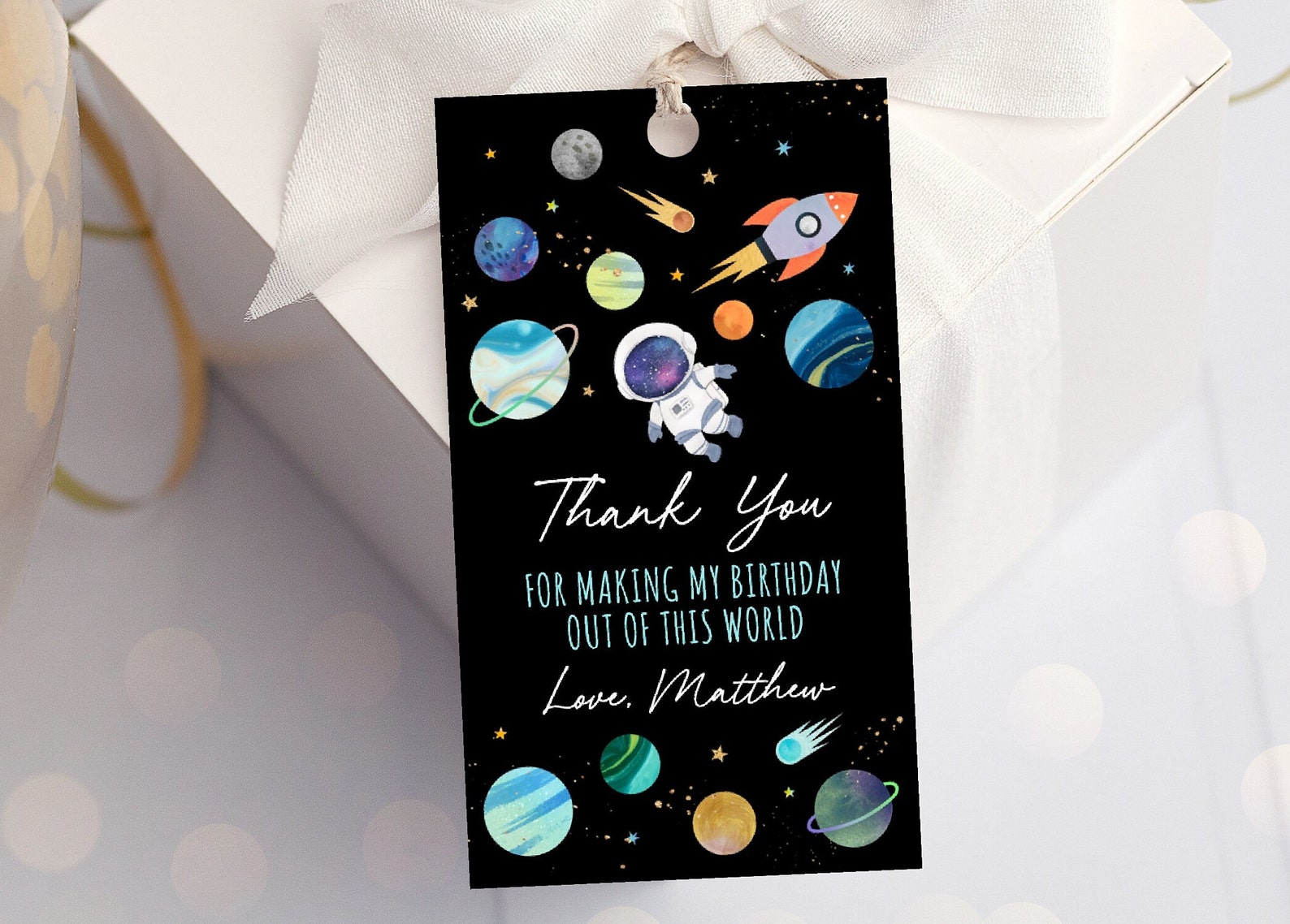 Editable Space Birthday Thank You Tags Favor Tags Astronaut - Etsy