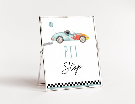 Race Car Pit Stop Birthday Sign Food Sign Two Fast Birthday Racing ...