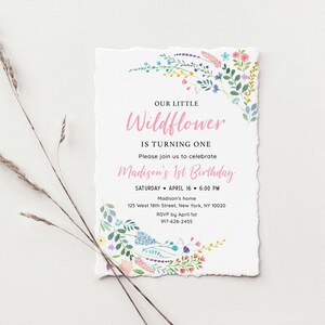 Editable Wildflower Birthday Invitation First Birthday Garden | Etsy