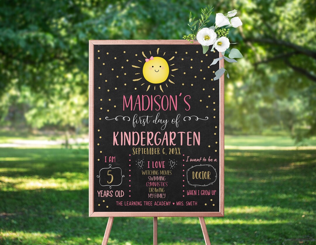 Editable Sunshine First Day of Kindergarten Sign First Day of School ...