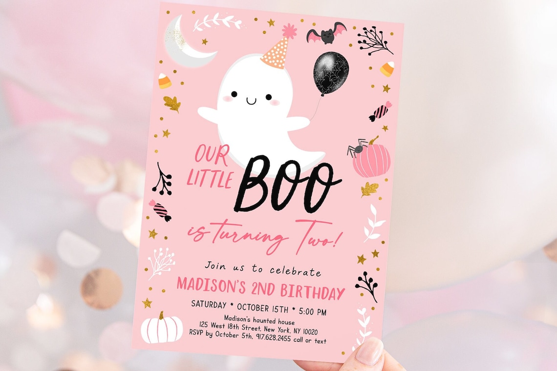 Editable Little Boo Birthday Invitation BOO Turning Two Birthday Invite ...