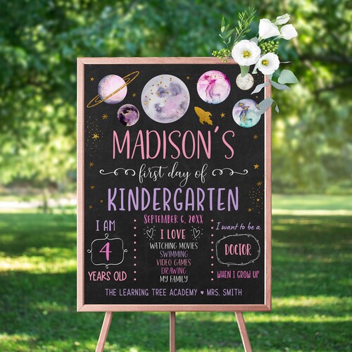 Editable First Day of Kindergarten Sign First Day of School - Etsy