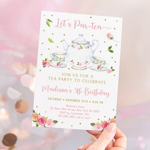 Editable Let's Par-tea Birthday Invitation Tea Party - Etsy