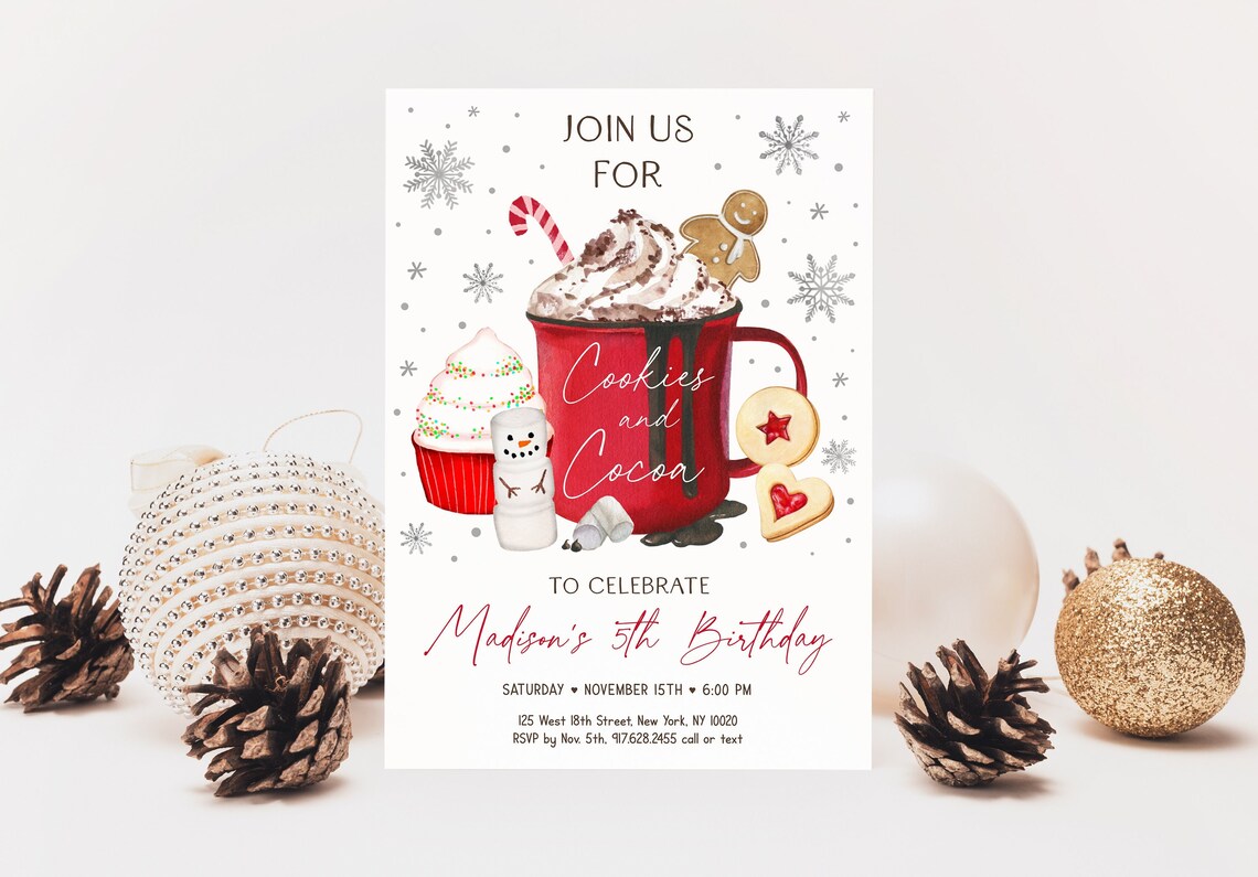 Editable Hot Cocoa Birthday Invitation Cookies & Cocoa Party - Etsy UK
