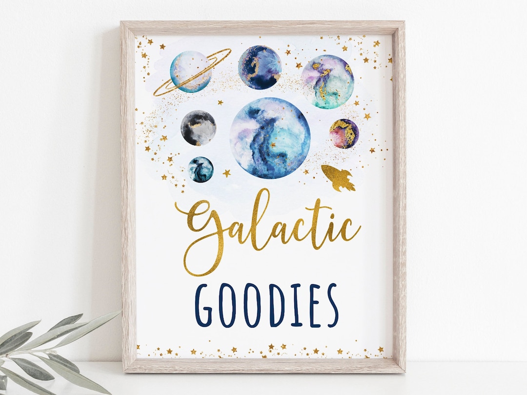 Space Galactic Goodies Birthday Food Sign Galaxy Planets Outer Space ...