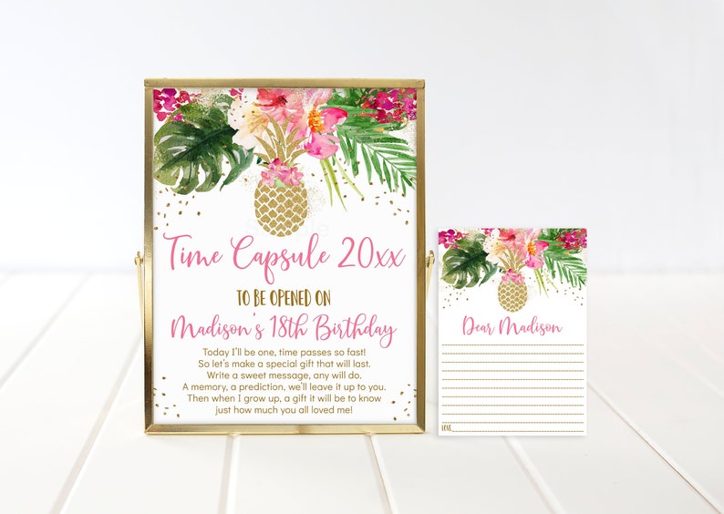 EDITABLE Pineapple Birthday Time Capsule Pineapple First | Etsy