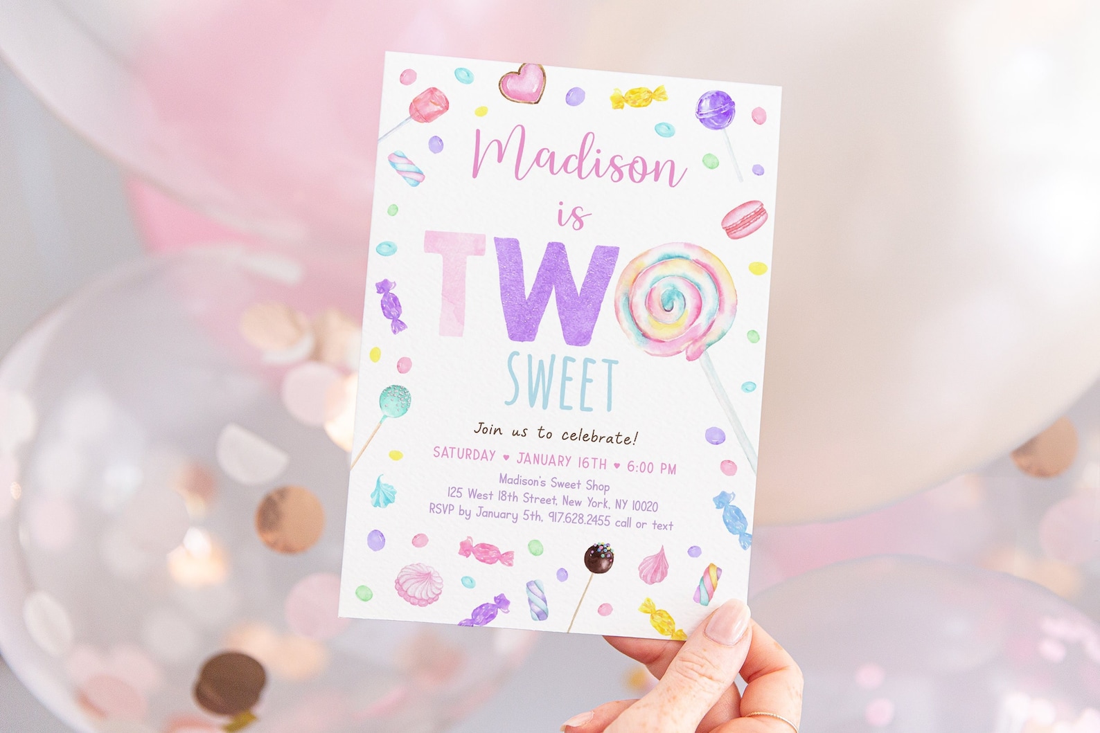 Editable TWO Sweet Birthday Invitation Two Sweet Birthday - Etsy
