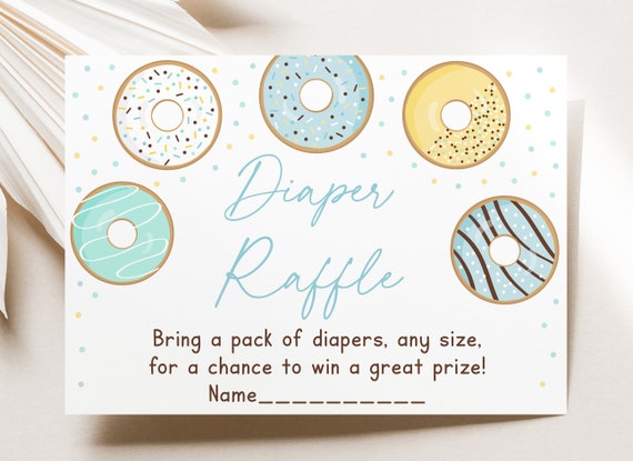 Donut Diaper Raffle Cards, Donut Baby Shower, Blue Donut, Donuts ...