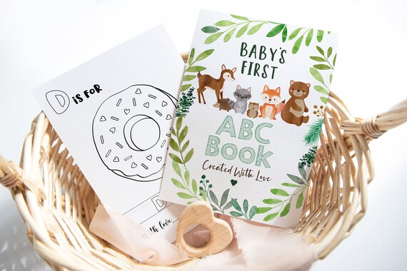 Woodland ABC Book Baby Shower Game Woodland Alphabet Coloring - Etsy