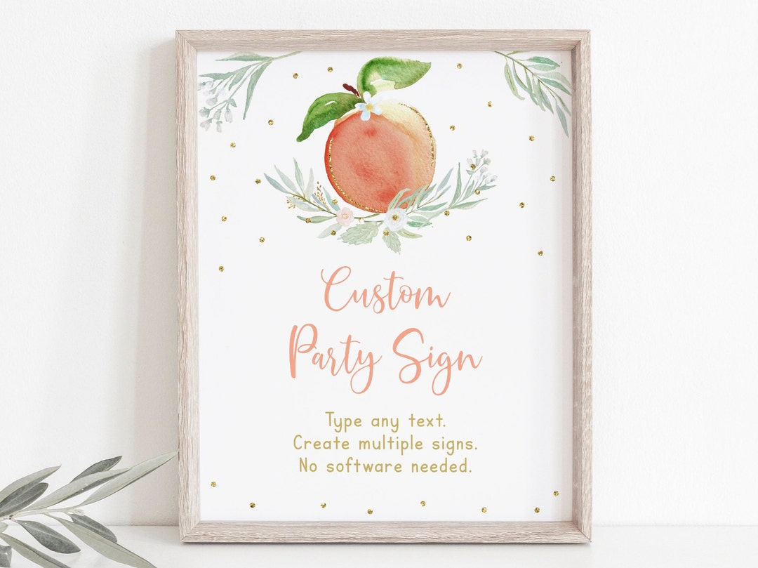 Editable Peach Birthday Sign Sweet as A Peach First Birthday Sign Peach ...