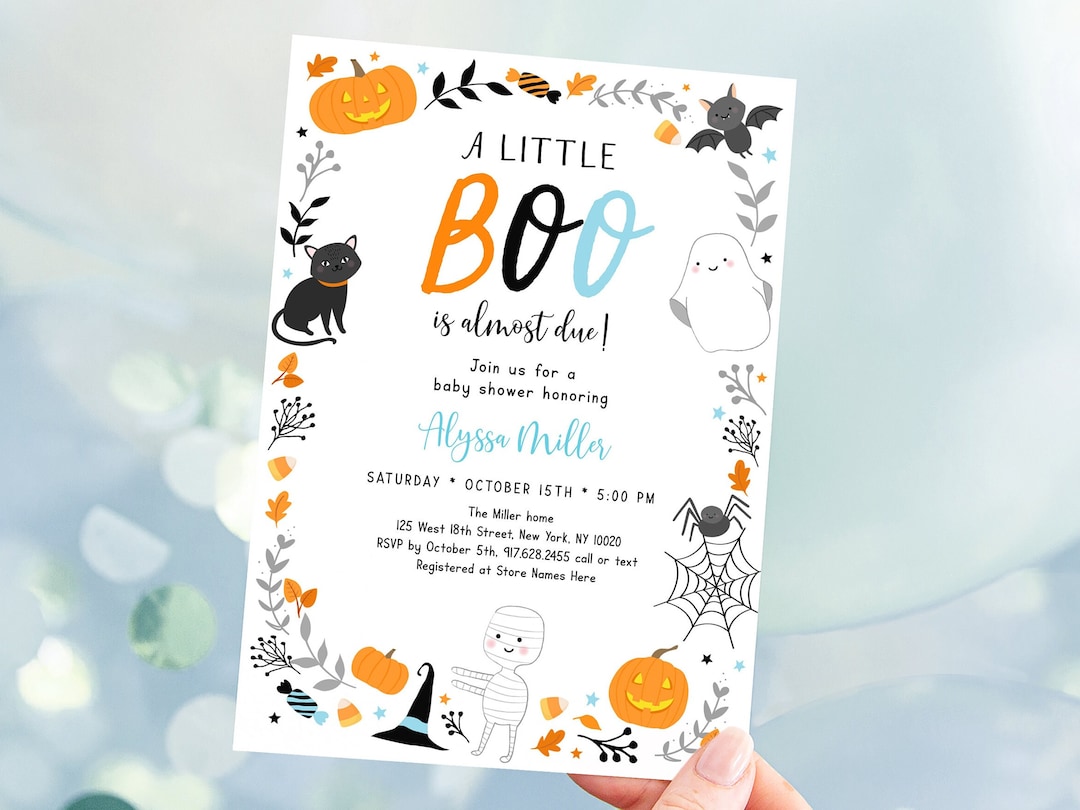 Editable Little Boo Baby Shower Invitation Little Boo is Almost Due Boy ...