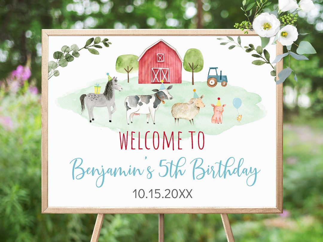 Editable Farm Birthday Welcome Sign Farm Party Barnyard Birthday Boy ...