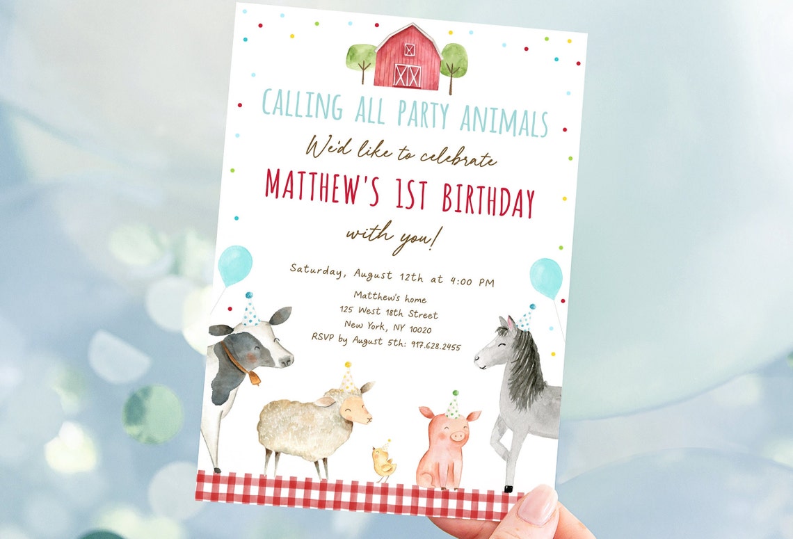 Editable Farm Birthday Invitation Farm Animals Birthday Invite - Etsy
