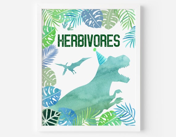 Herbivores Dinosaur Birthday Sign T-Rex Birthday Dinosaur Party ...