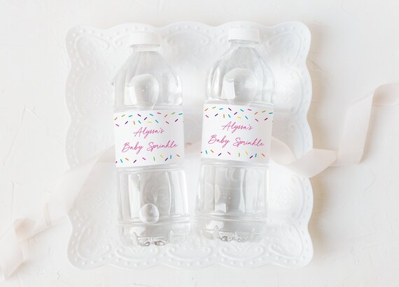 Editable Pink Baby Sprinkle Water Bottle Labels Baby Girl Sprinkle ...