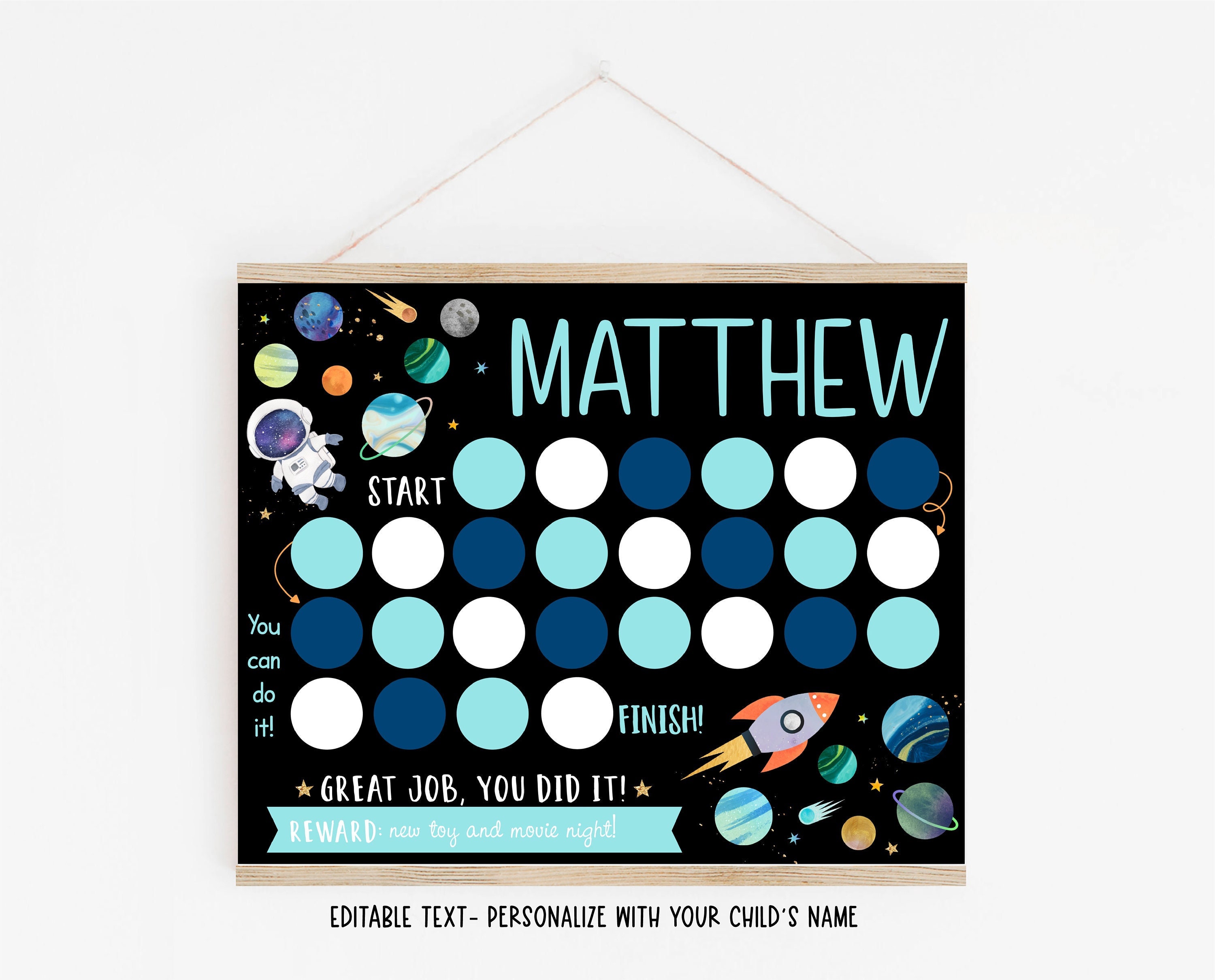 Editable Space Reward Chart, Astronaut Galaxy Planets Sticker Chart ...