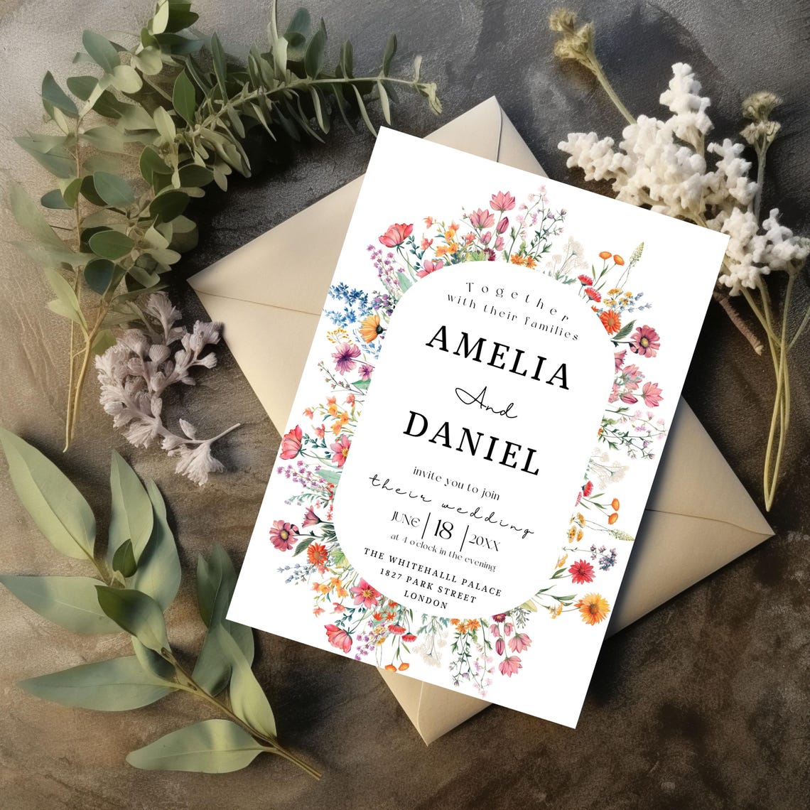 Wildflower Invite, Editable Wedding Invite for the DIY Bride to Create ...