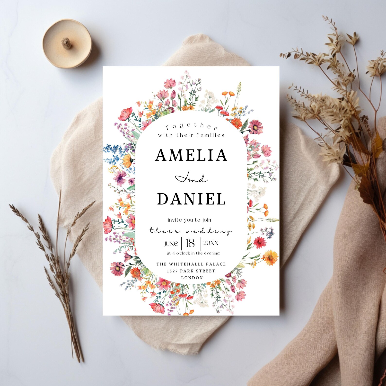 Wildflower Invite, Editable Wedding Invite for the DIY Bride to Create ...