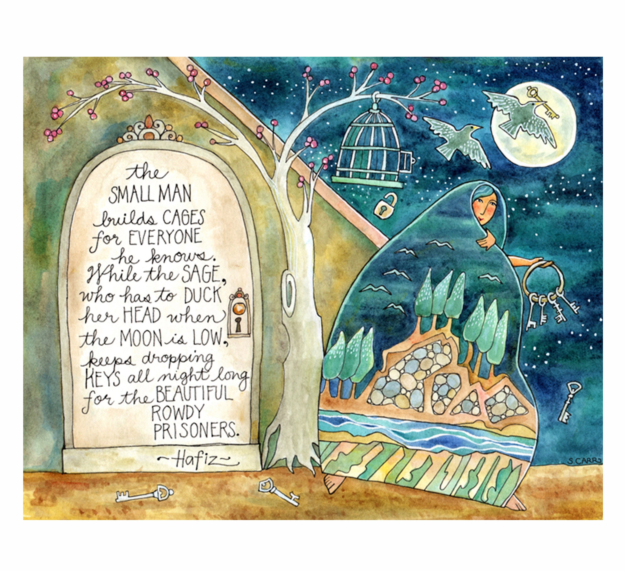 Hafiz Inspirational Poem "dropping Keys"/ 8 X 10" Art Print ...