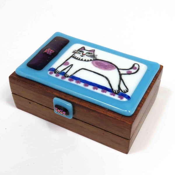 Glass Cat Trinket Box - Etsy