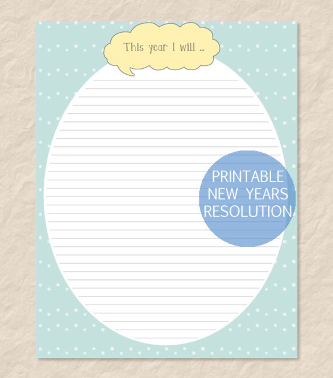 Printable New Years Resolution Sheet - New Years Goals - Editable PDF ...